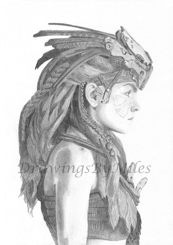 Aloy Pencil Drawing Print Horizon Zero Dawn/ Forbidden West - Etsy Ireland