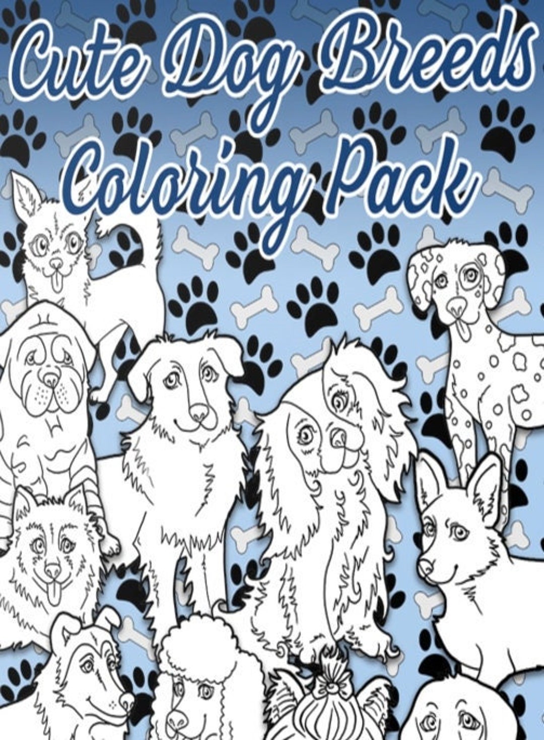 Cute Dog Breeds Colouring Pack - Etsy