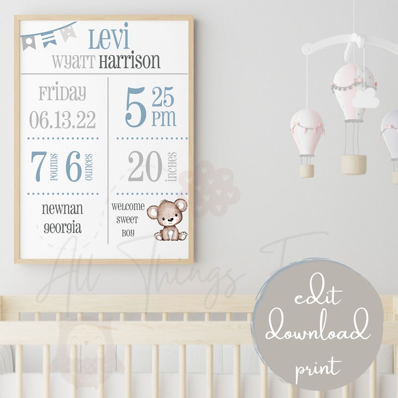 Baby Birth Print - Etsy