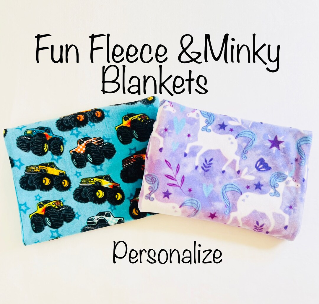 KIDS FLEECE BLANKETS, Flannel With Ultra Soft Minky or Plush Added for ...