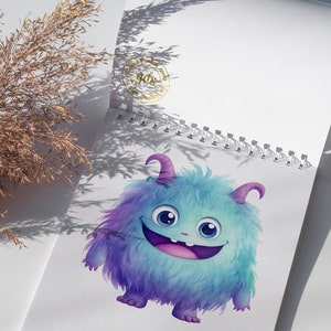 Cute Baby Monster Clipart PNG, Watercolor Clip Art Bundle, Paper Craft ...