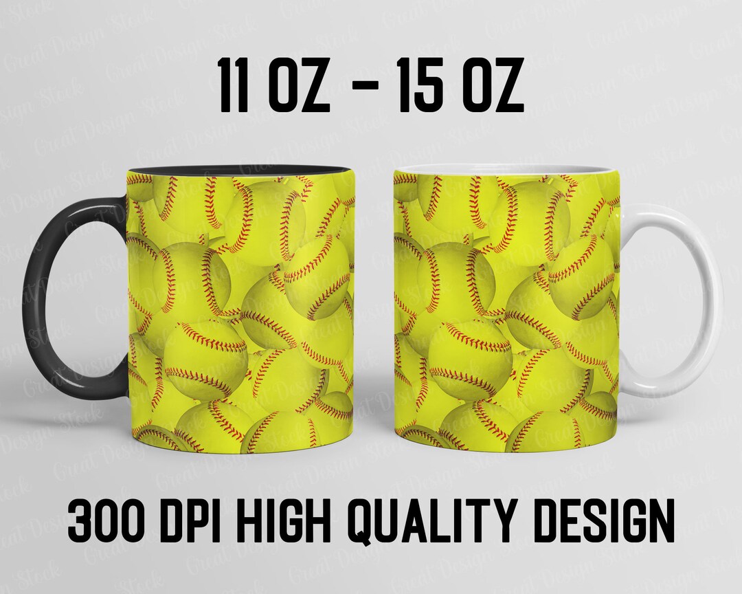 Softball Mug Template Sublimation Design, 11 Oz 15 Oz Mug Wrap ...