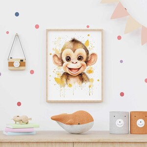 Cute Baby Monkey Clipart Bundle, Watercolor Animal Illustration ...