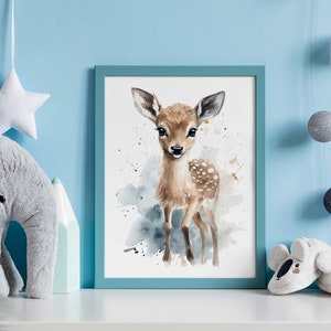 Cute Baby Deer Clipart Bundle, Watercolor Animal Illustration Printable ...