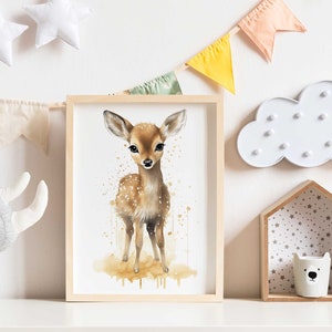 Cute Baby Deer Clipart Bundle, Watercolor Animal Illustration Printable ...