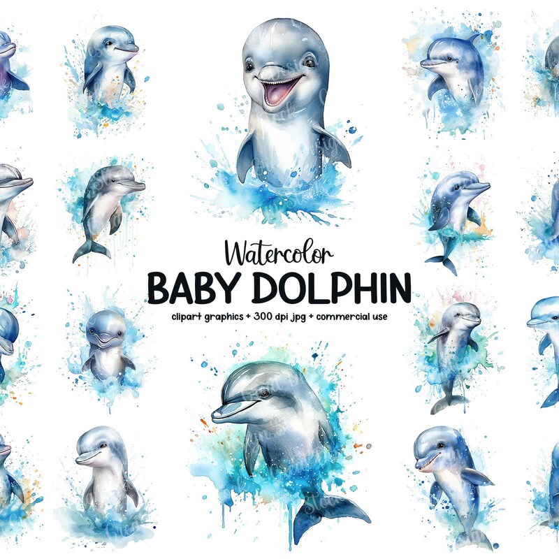 Dolphin Clipart - Etsy