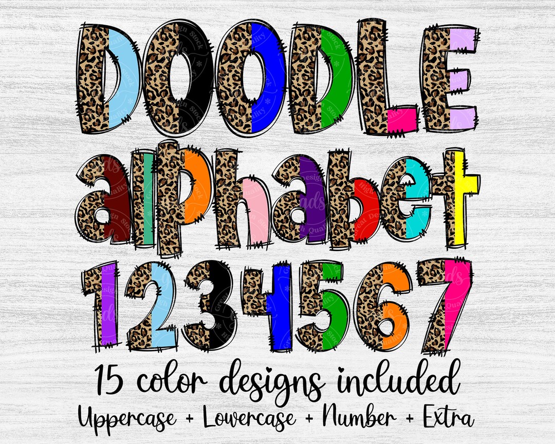 Half Leopard Doodle Letters Alphabet PNG, Hand Drawn Clip Art Bundle ...