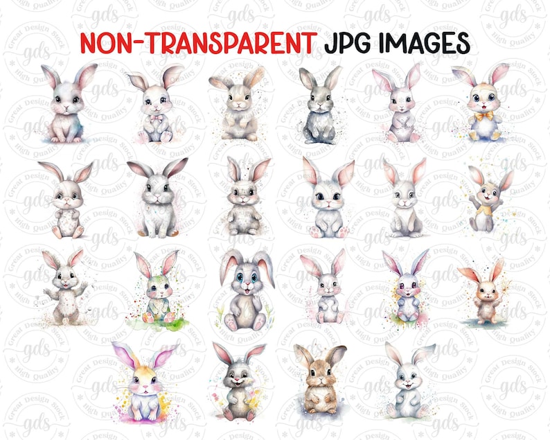 Cute Baby Rabbit Clipart Bundle Watercolor Animal - Etsy