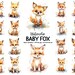 Cute Baby Fox Clipart Bundle, Watercolor Animal Illustration Printable ...