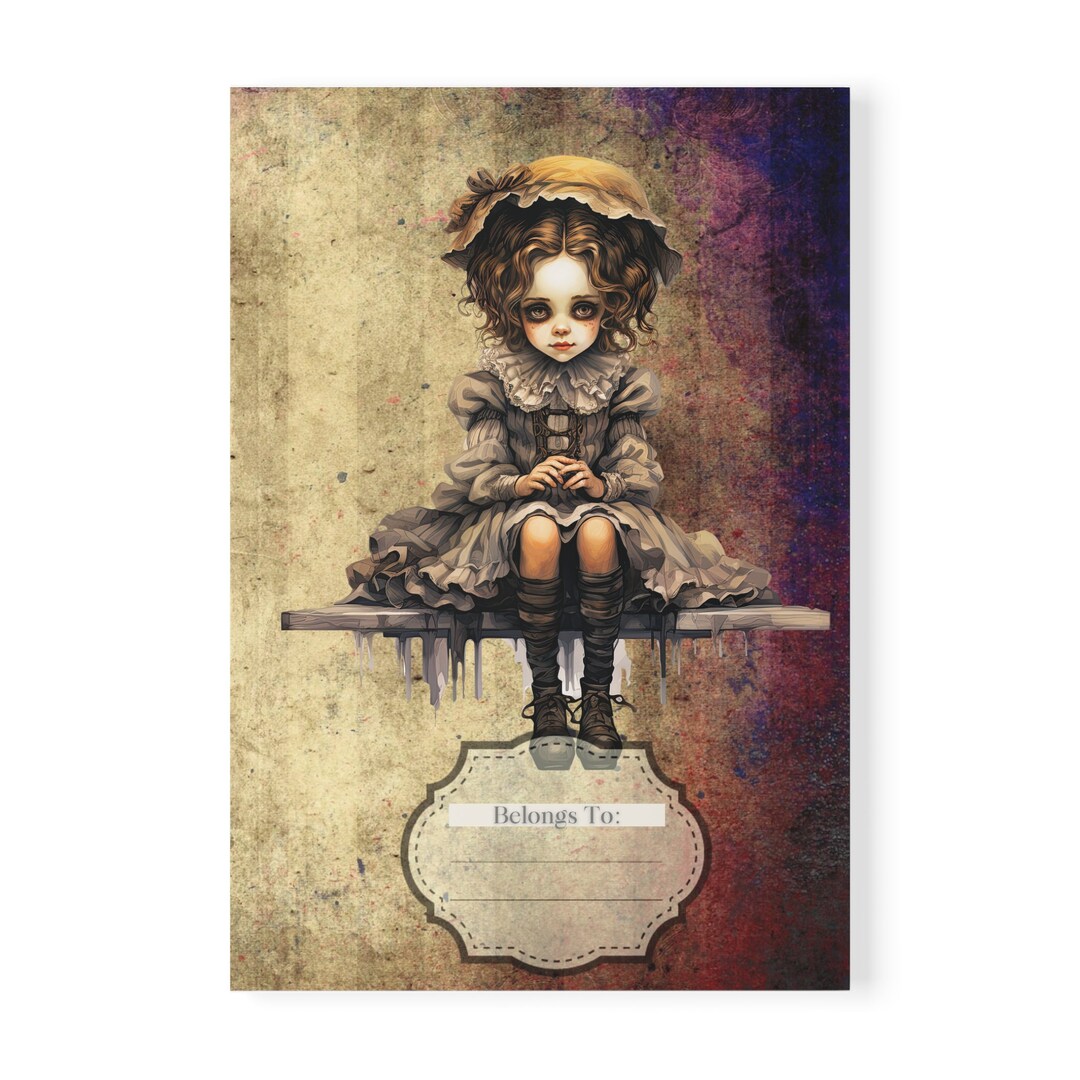 Creepy Girl Sitting on a Bench Vintage Notebook Soft Cover Notebook - Etsy