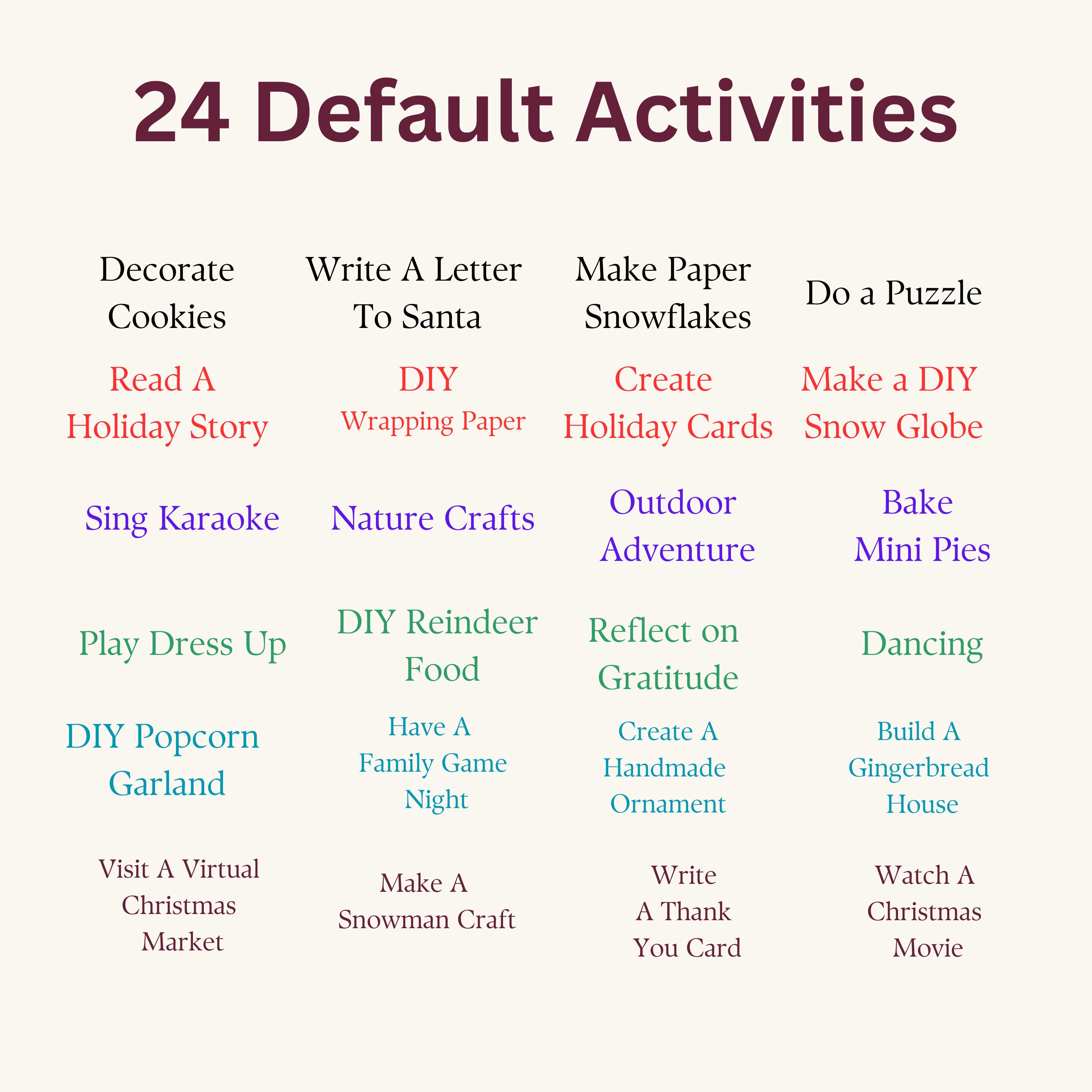 Christmas Advent Calendar Game for Kids,reusable Activity Tokens, Kids ...