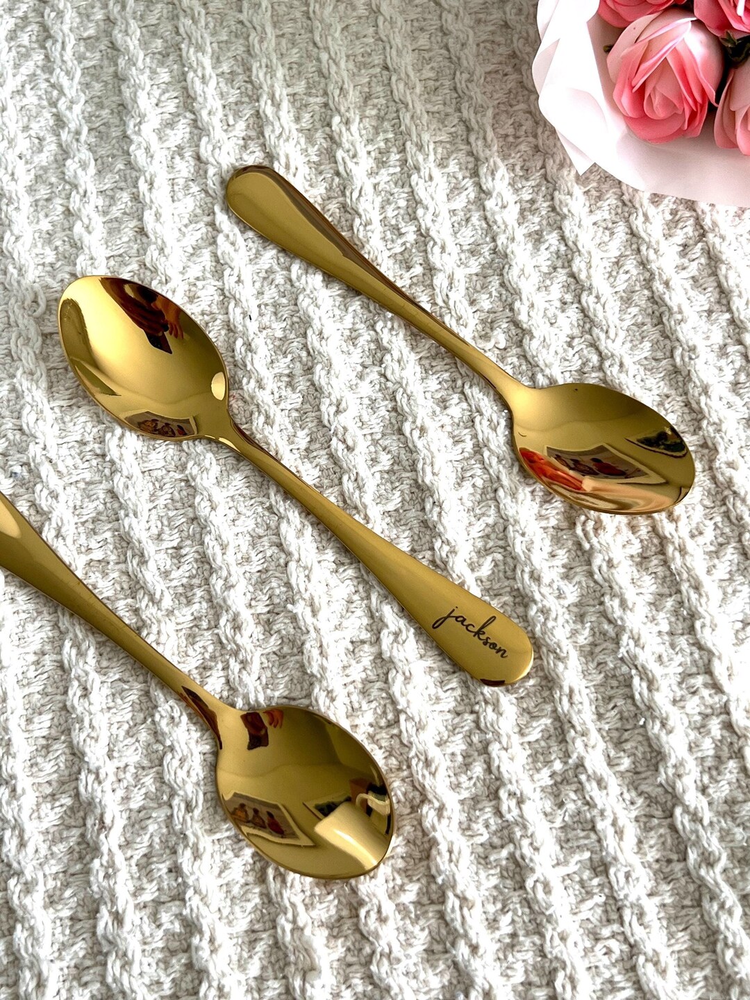 Personalized Christmas Teaspoon: Holiday Name Engraved Stainless Steel ...