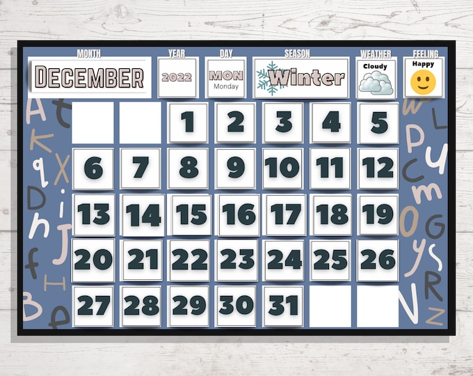 Kids Calendar and Weather Chart as a Montessori Materials or Classroom ...