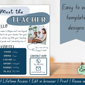 Meet the Teacher Boho Blue | Classroom Label | Back to School Flyer ...