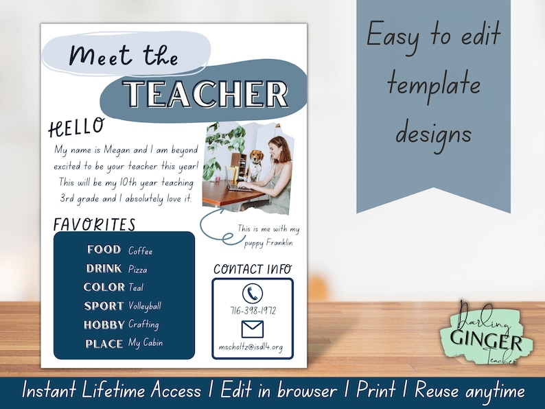Meet the Teacher Boho Blue | Classroom Label | Back to School Flyer ...