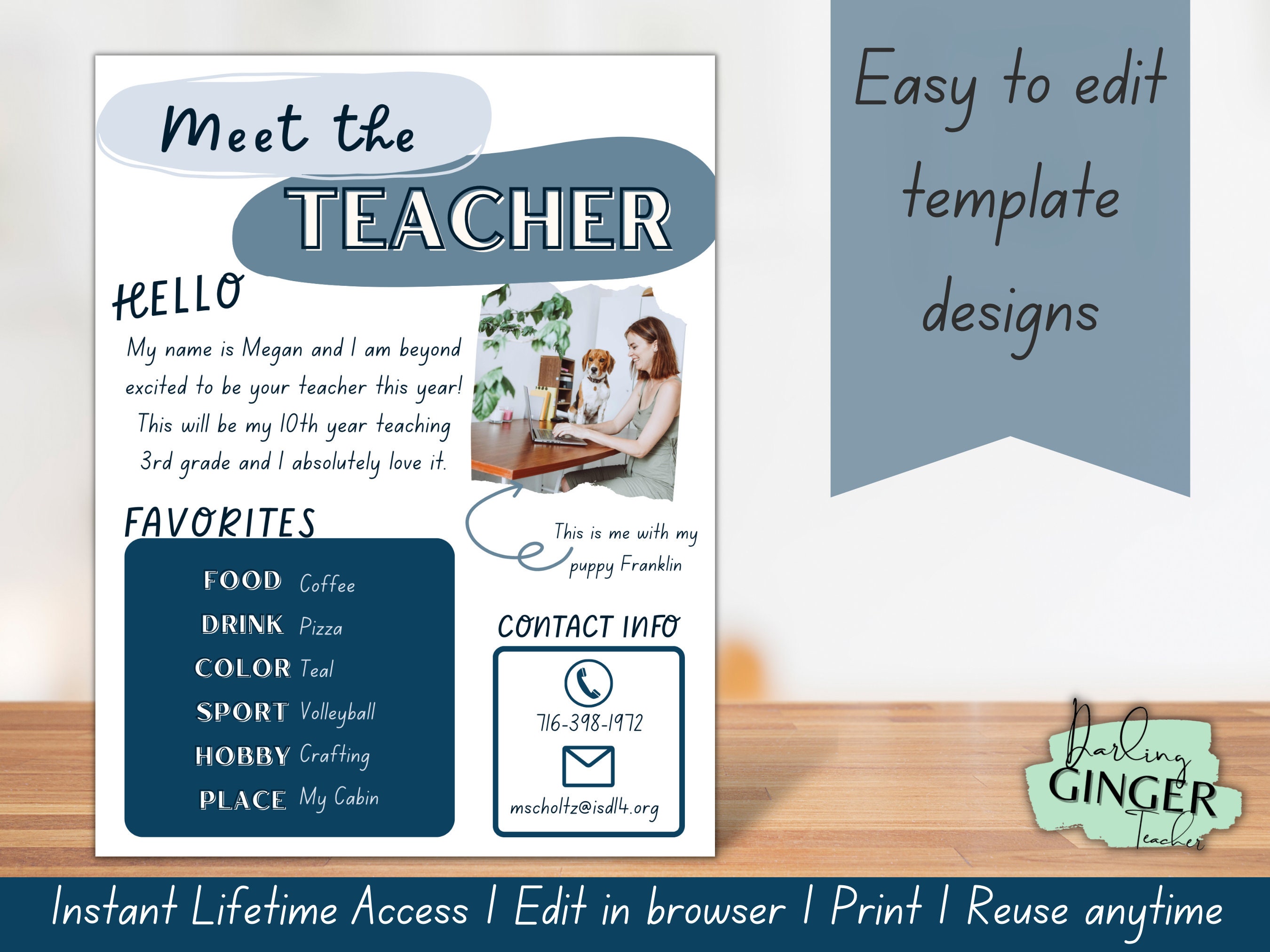 Meet the Teacher Boho Blue | Classroom Label | Back to School Flyer ...