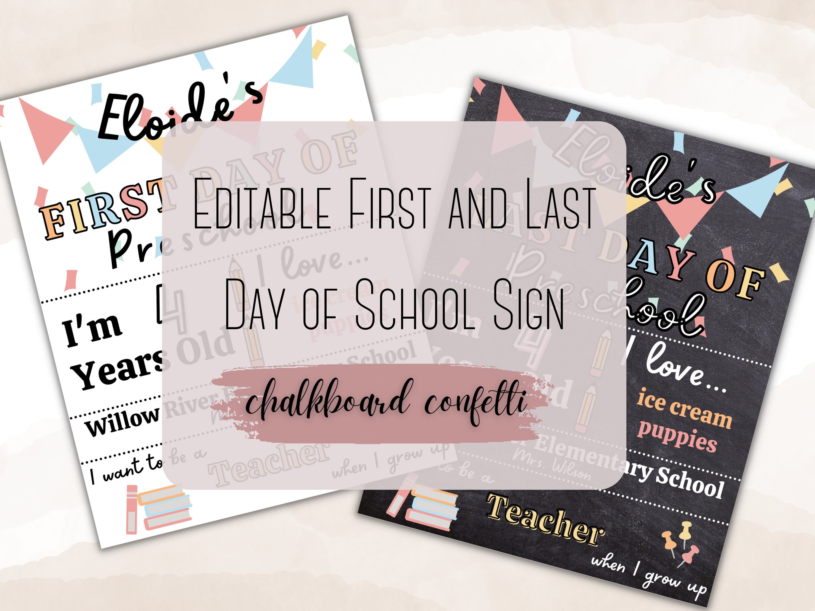 EDITABLE First Day\last Day of School Sign | Personalized School Sign ...