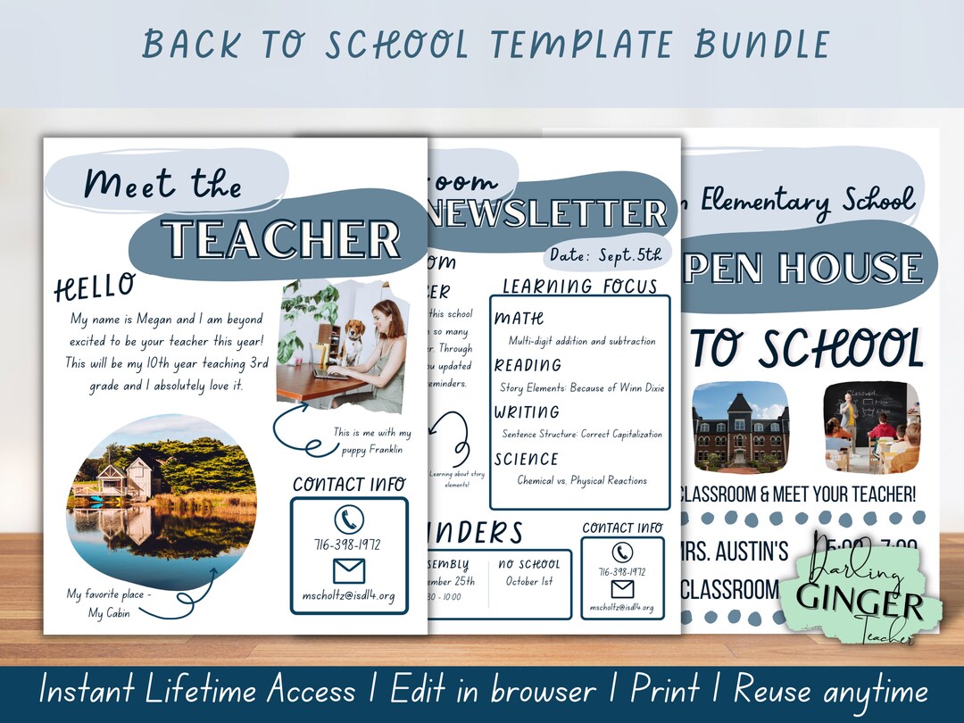Boho Blue Back to School BUNDLE | Classroom Label | EDITABLE Flyer ...