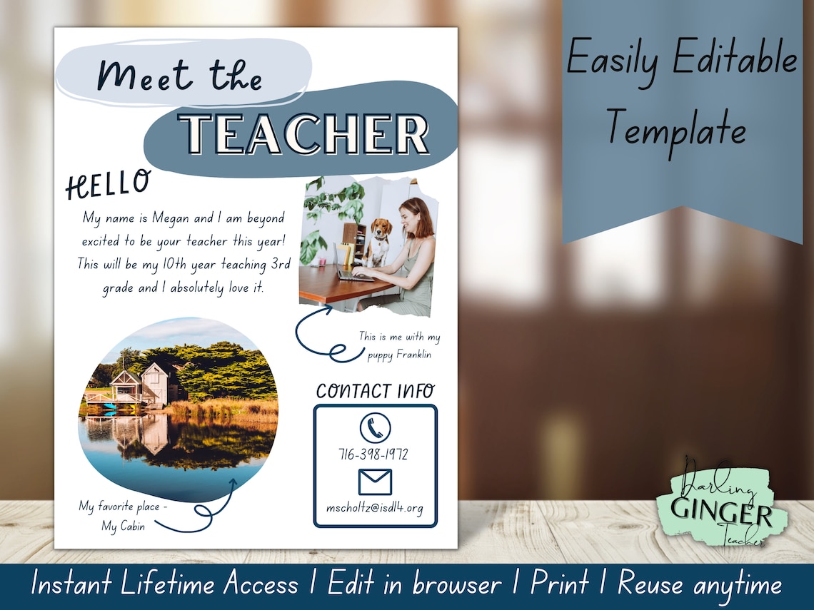 Meet the Teacher Boho Blue Classroom Label Back to School Flyer Meet ...