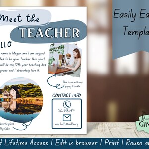 Meet the Teacher Boho Blue | Classroom Label | Back to School Flyer ...