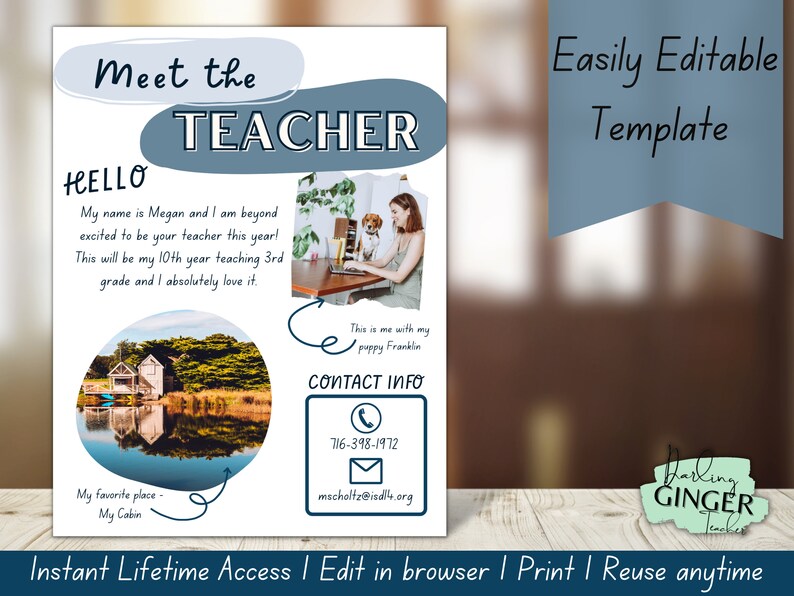 Meet the Teacher Boho Blue | Classroom Label | Back to School Flyer ...