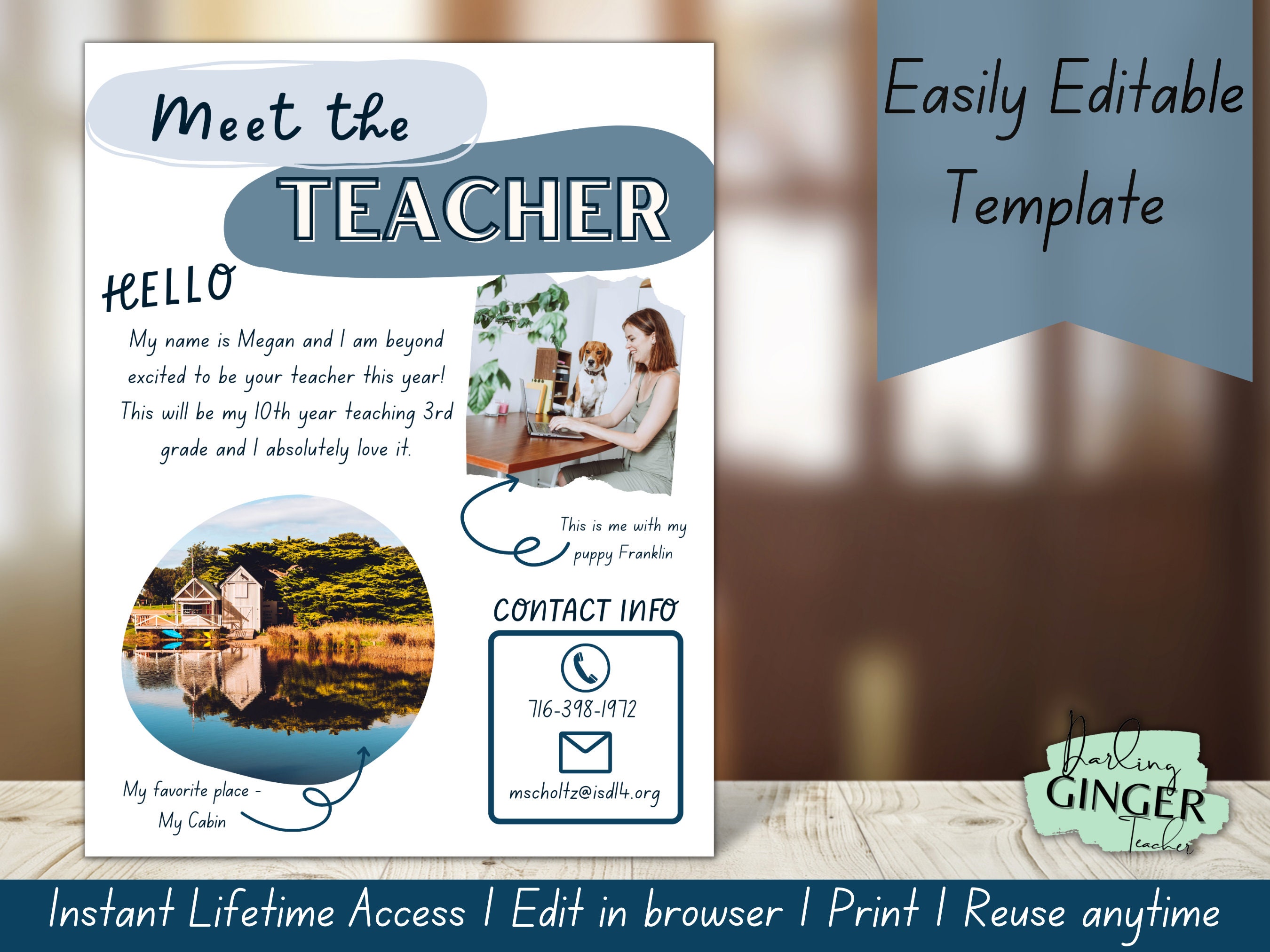 Meet the Teacher Boho Blue | Classroom Label | Back to School Flyer ...