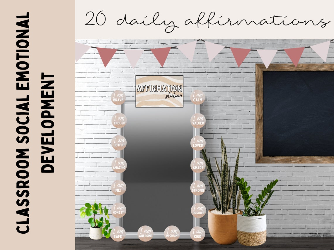Affirmation Station | Class Mirror Display | Watercolor Classroom ...