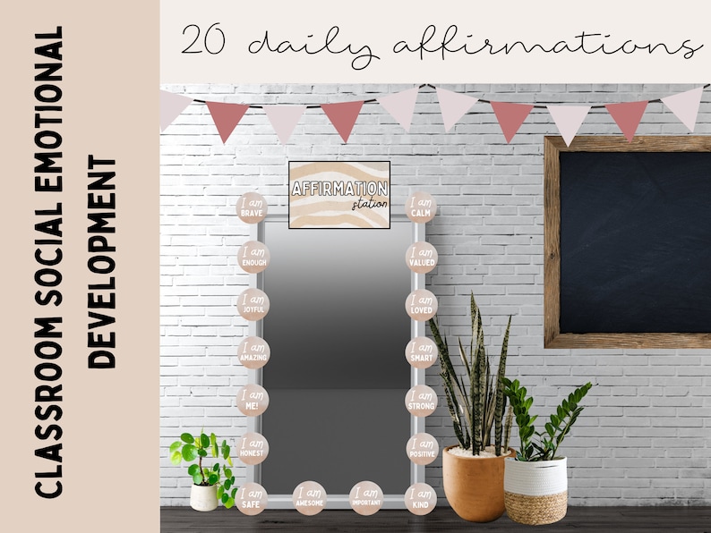 Affirmation Station | Class Mirror Display | Watercolor Classroom ...