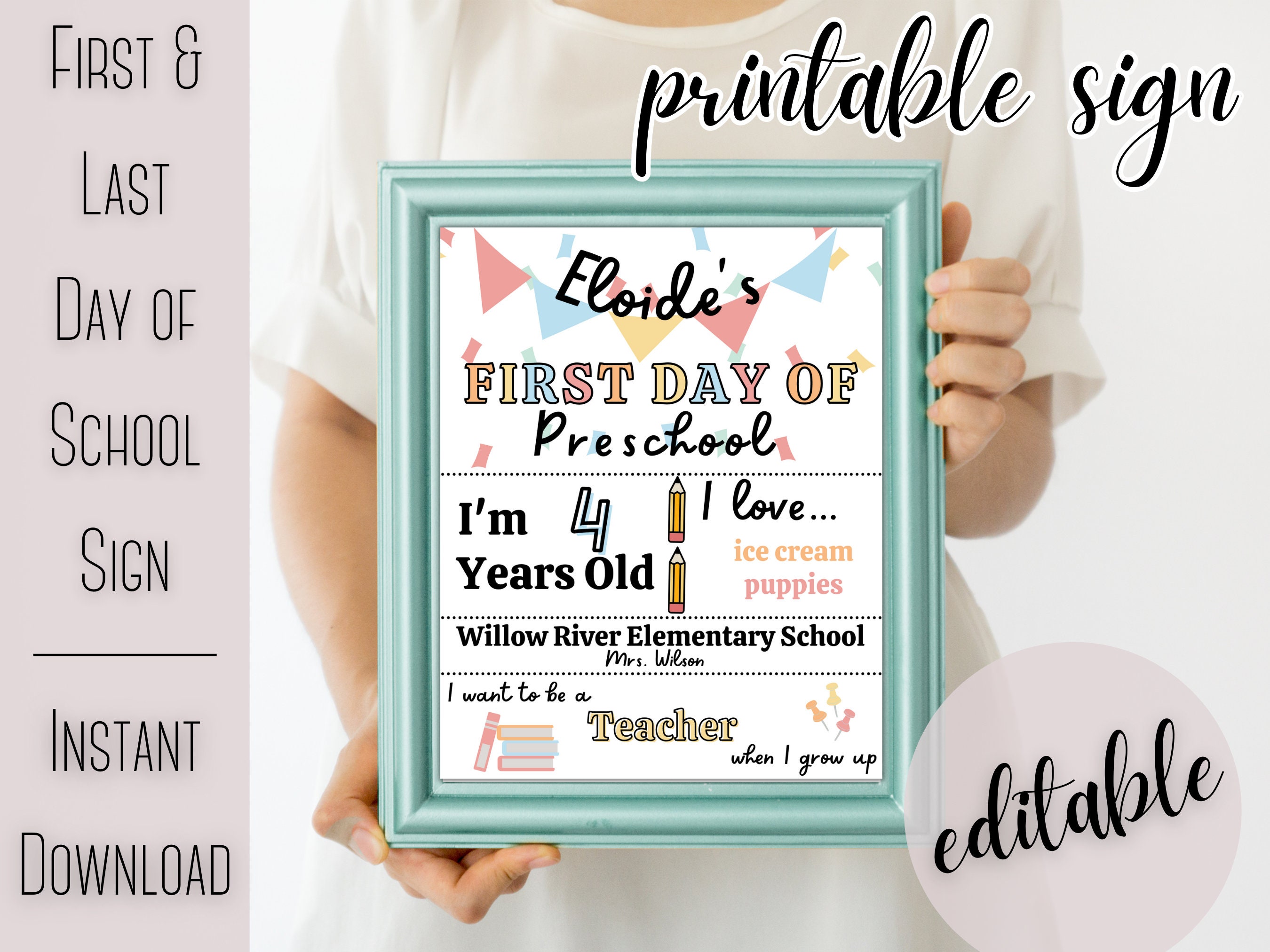 EDITABLE First Day\last Day of School Sign | Personalized School Sign ...