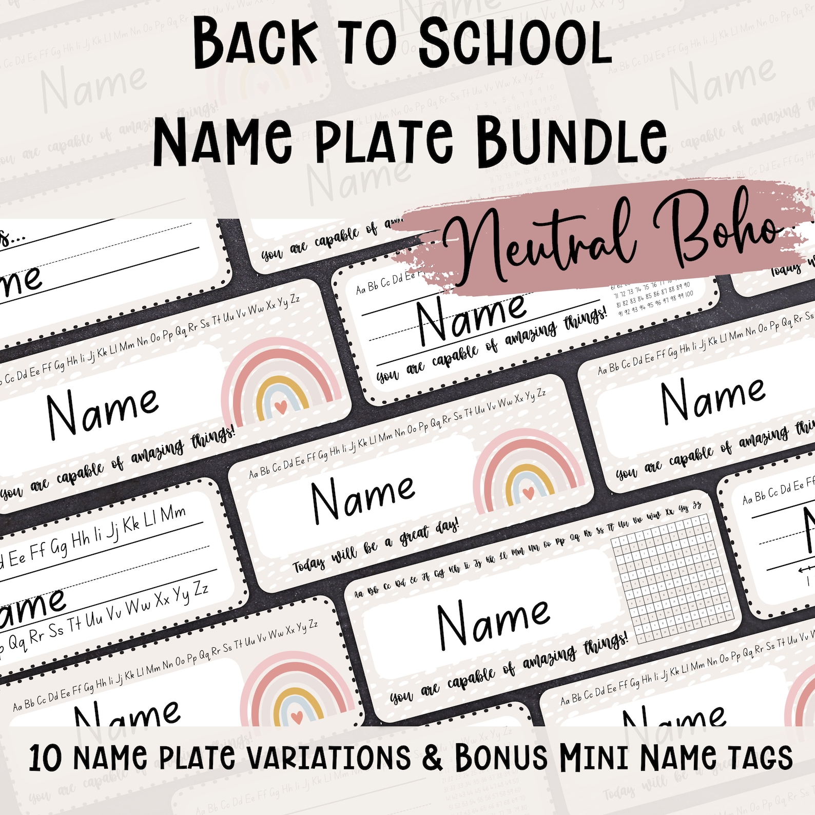 Neutral Name Plates | Classroom Name Tags | Name Plate for Desks ...