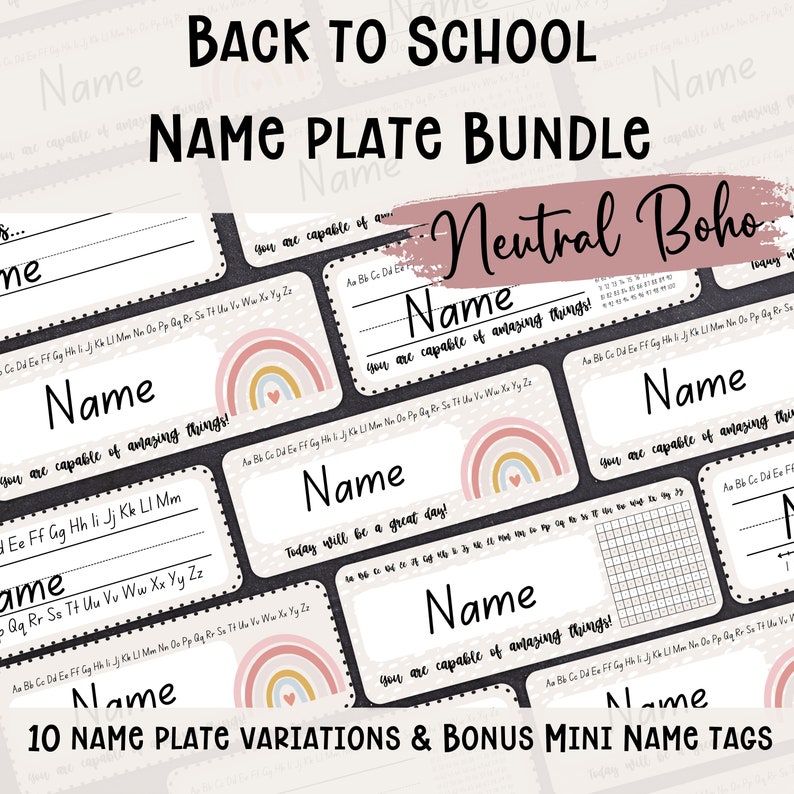 Neutral Name Plates | Classroom Name Tags | Name Plate for Desks ...
