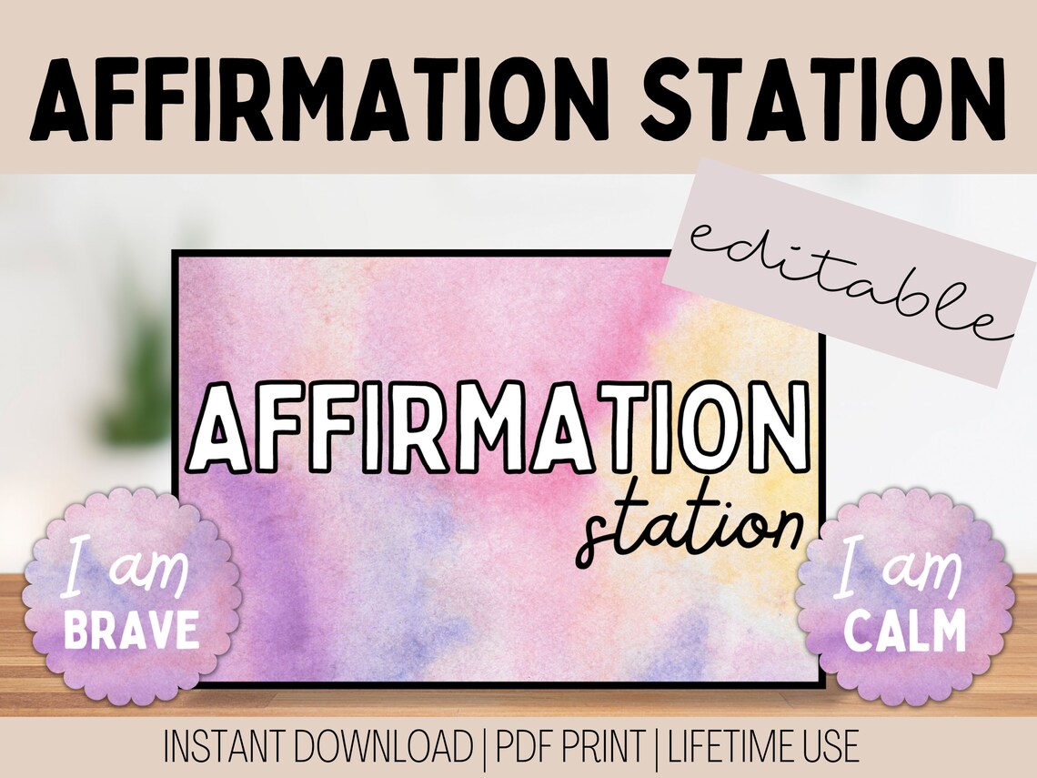 Affirmation Station | Class Mirror Display | Watercolor Classroom ...