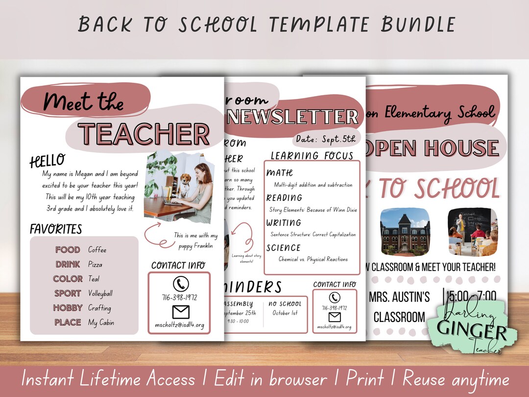 Boho Pink Back to School BUNDLE | Classroom Label | EDITABLE Flyer ...