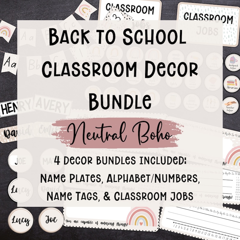 Neutral Classroom Decor Bundle | Classroom Decor Template | EDITABLE ...