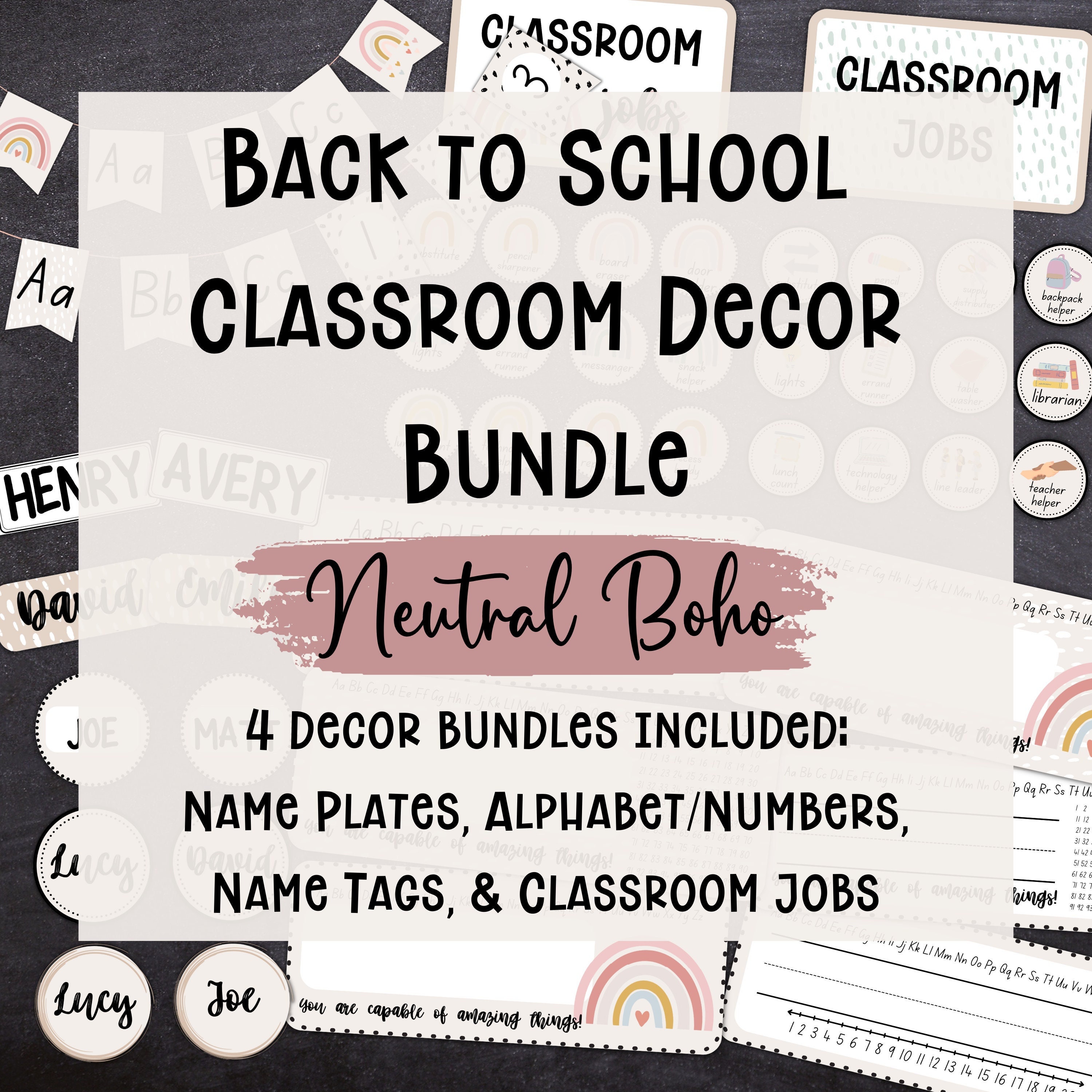 Neutral Classroom Decor Bundle | Classroom Decor Template | EDITABLE ...
