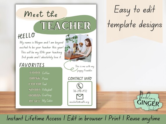 Meet the Teacher Boho Green Classroom Label Back to School - Etsy
