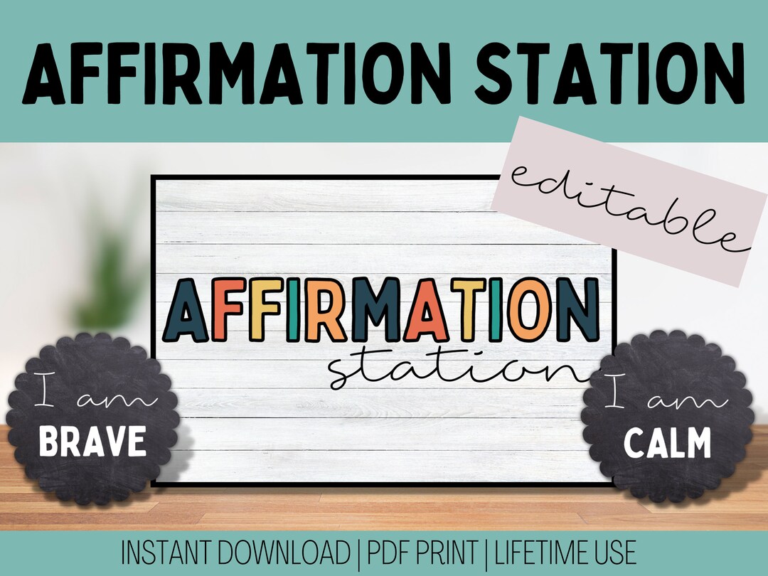 Affirmation Station | Class Mirror Display | Rustic Chalkboard ...