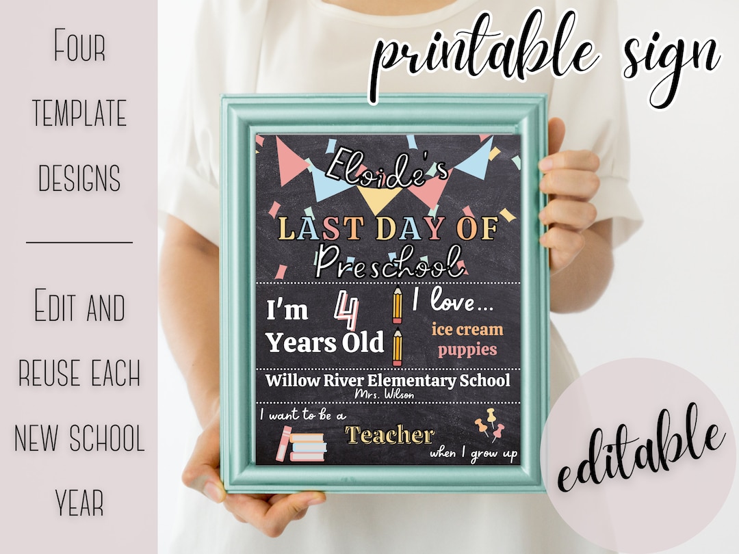 EDITABLE First Day\last Day of School Sign | Personalized School Sign ...