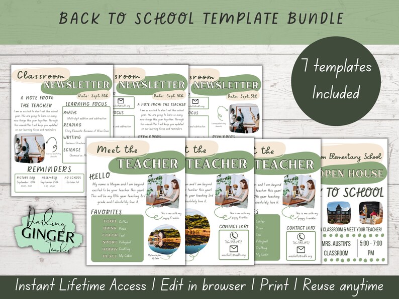 Boho Green Back to School BUNDLE | Classroom Label | EDITABLE Flyer ...