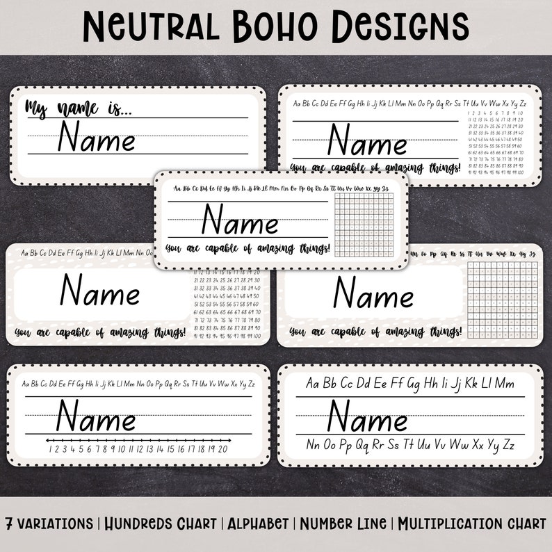 Neutral Name Plates | Classroom Name Tags | Name Plate for Desks ...