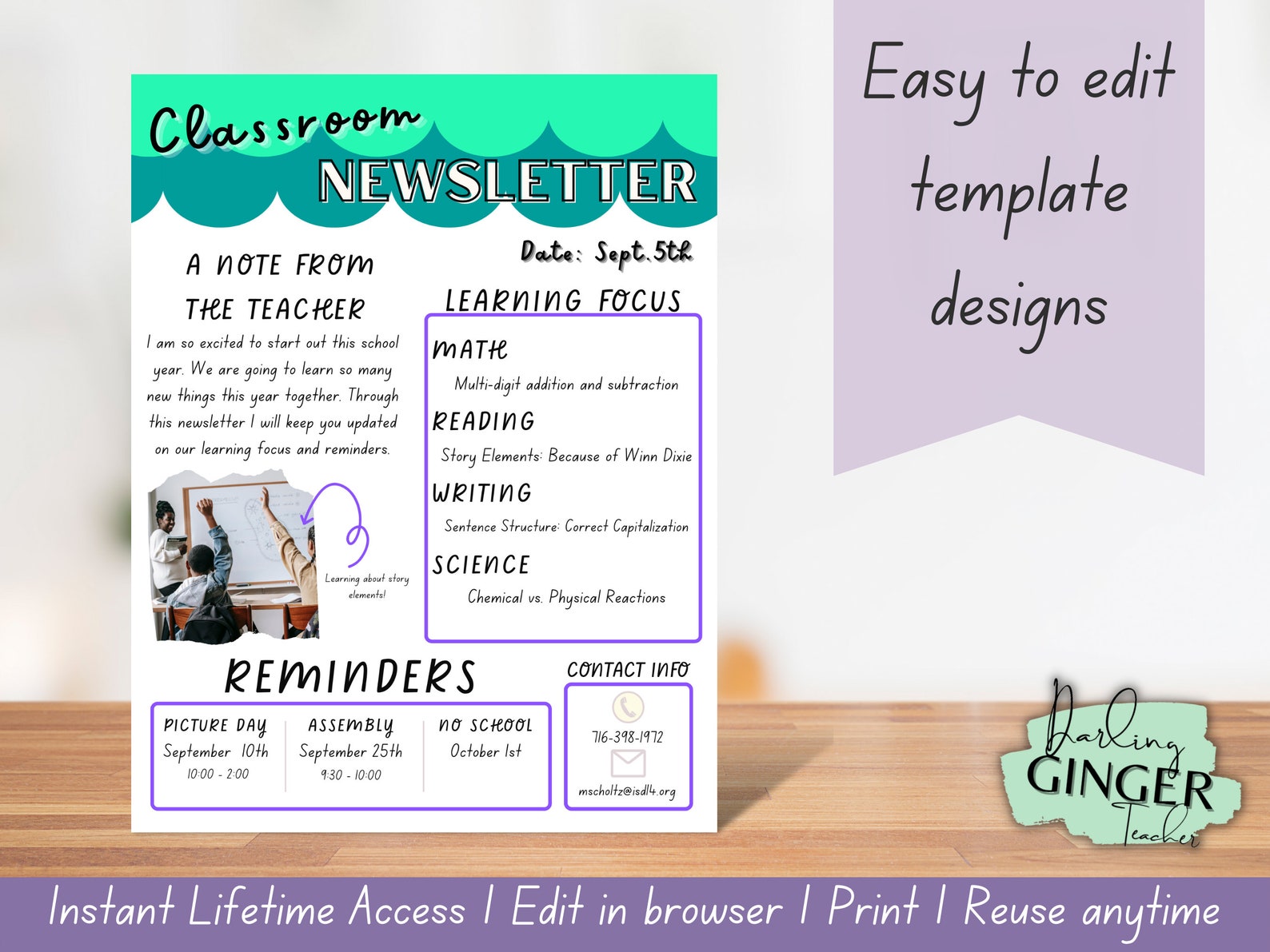 EDITABLE Teacher Newsletter | Back to School Flyer | Mermaid Back to ...