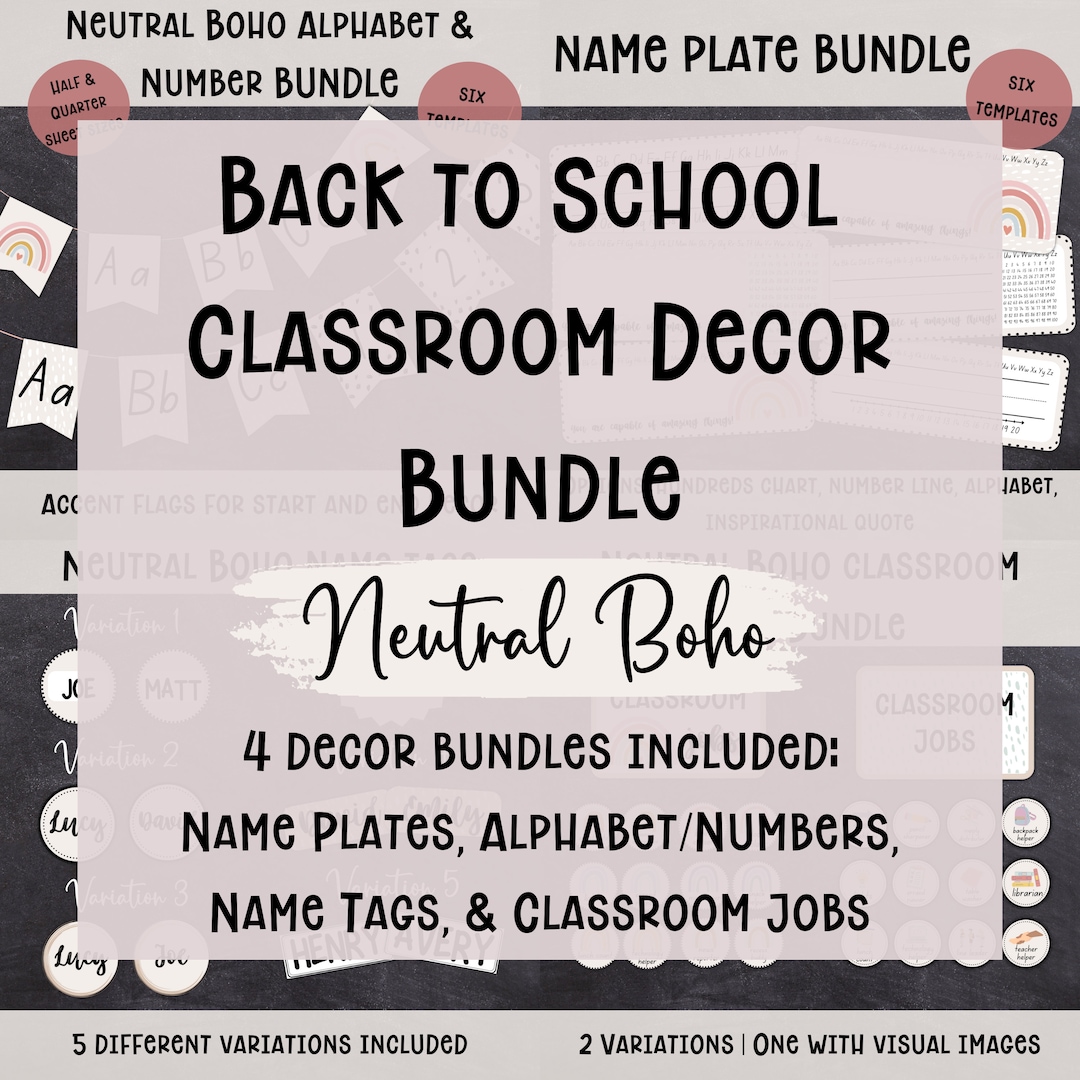 Neutral Classroom Decor Bundle | Classroom Decor Template | EDITABLE ...