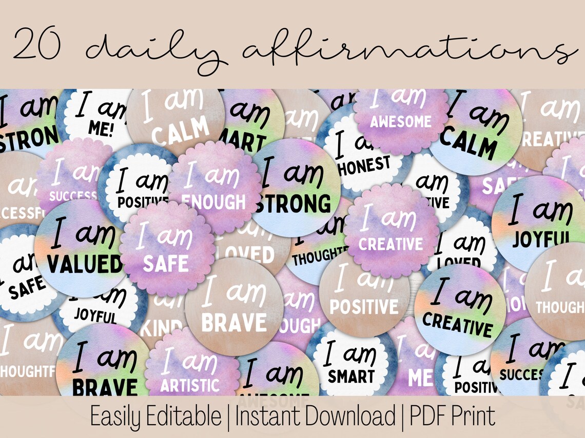 Affirmation Station Class Mirror Display Watercolor Classroom Positive ...