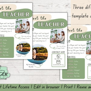 Meet the Teacher Boho Green | Classroom Label | Back to School Flyer ...