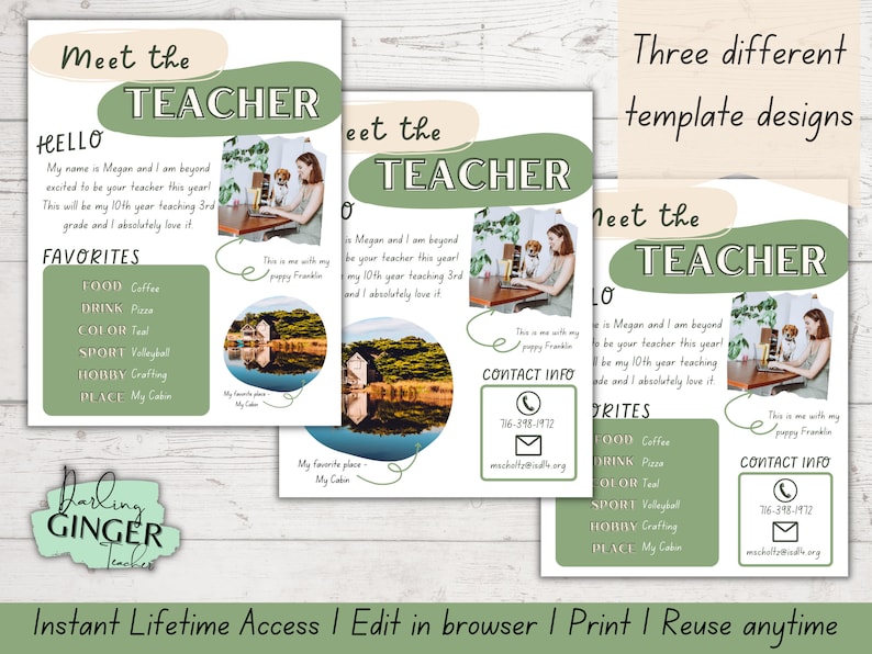 Meet the Teacher Boho Green | Classroom Label | Back to School Flyer ...