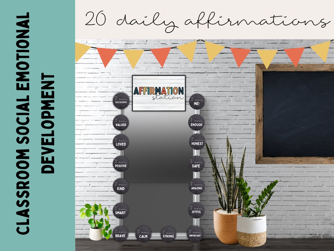 Affirmation Station | Class Mirror Display | Rustic Chalkboard ...