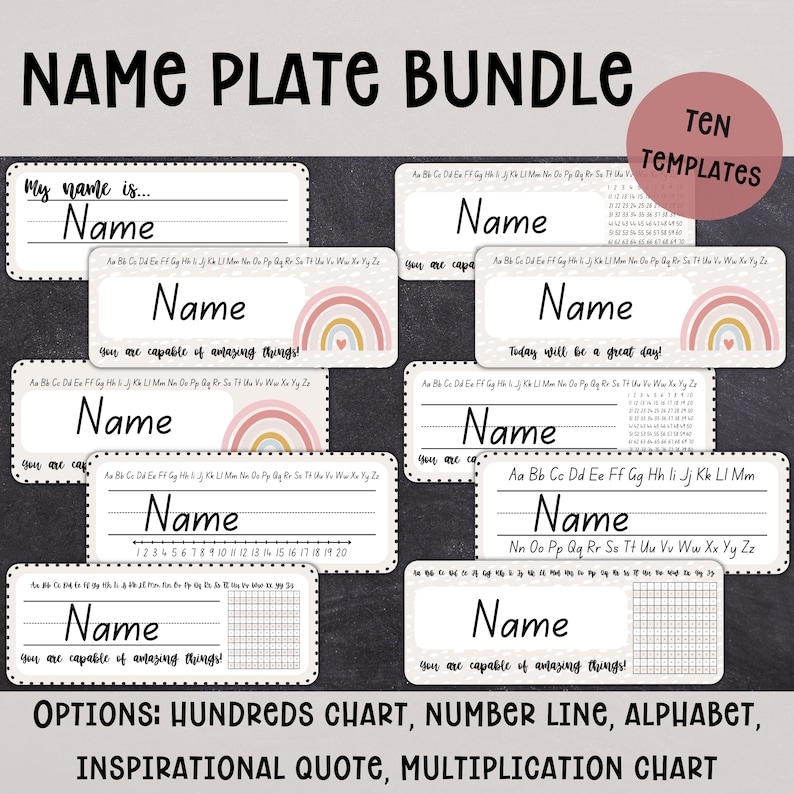 Neutral Name Plates | Classroom Name Tags | Name Plate for Desks ...