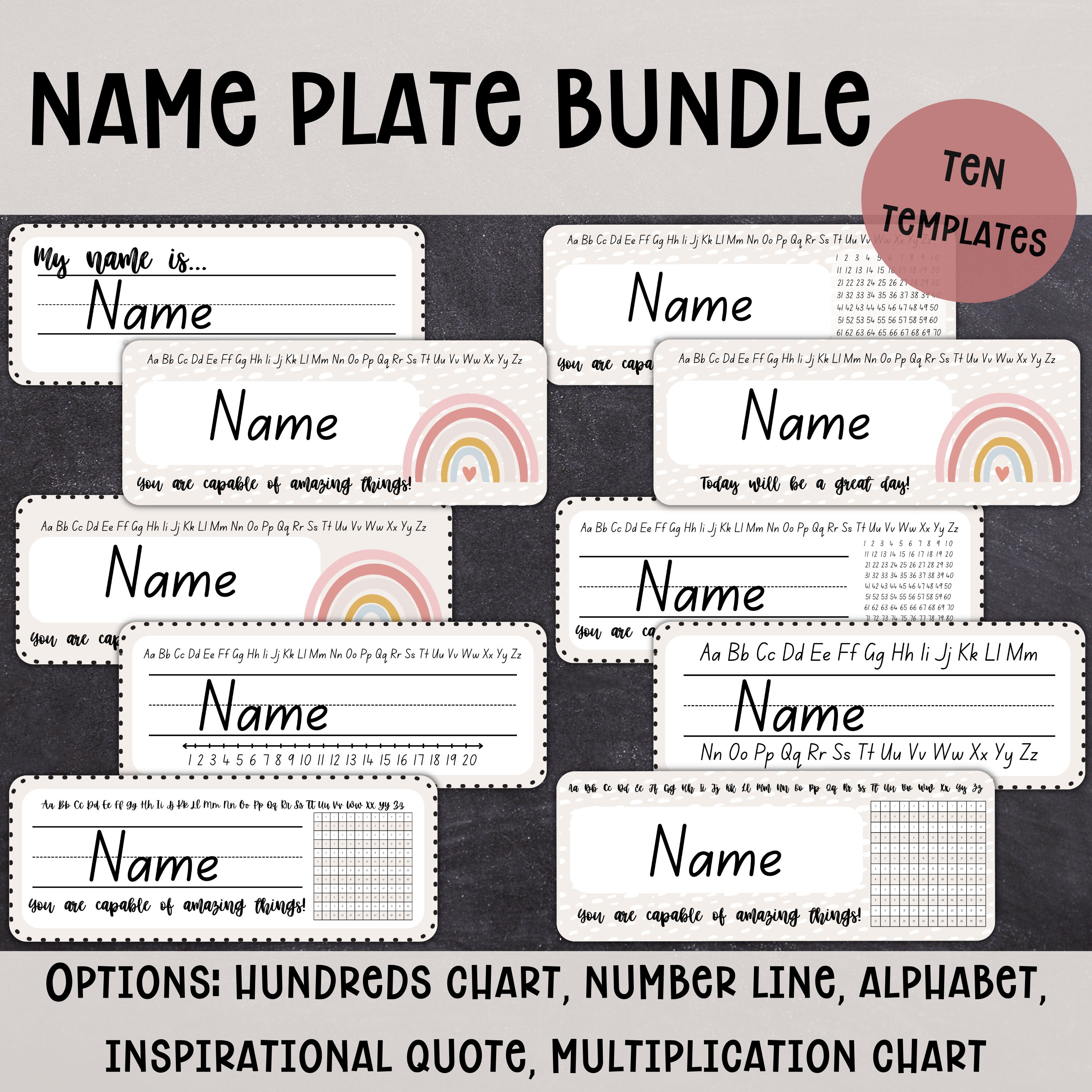 Neutral Name Plates | Classroom Name Tags | Name Plate for Desks ...