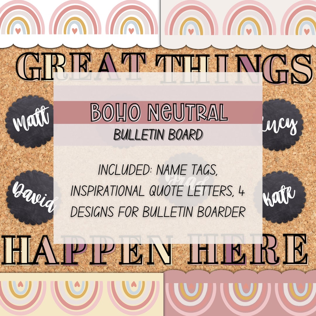 Neutral Classroom Bulletin Board | EDITABLE Bulletin Board Template ...