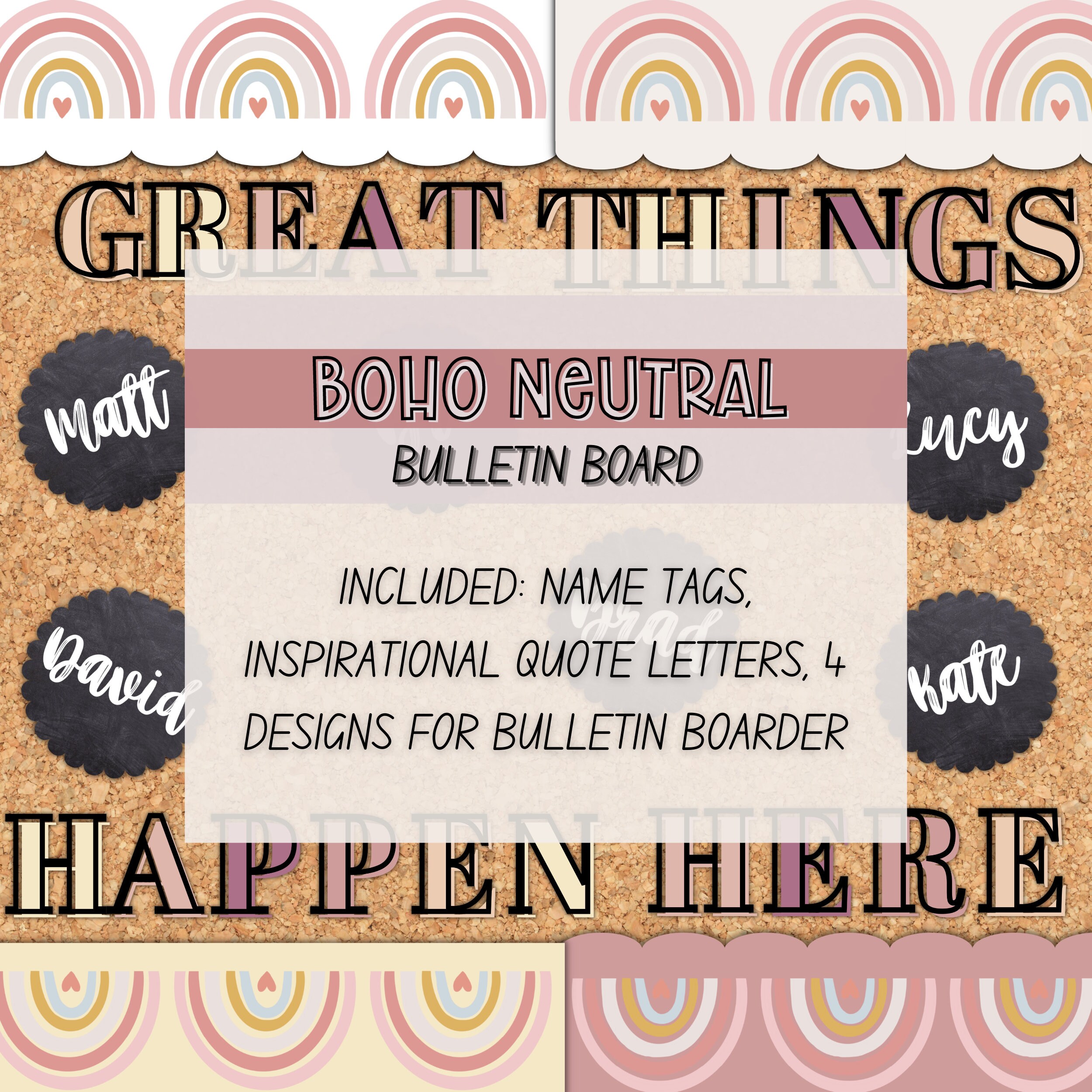 Neutral Classroom Bulletin Board | EDITABLE Bulletin Board Template ...